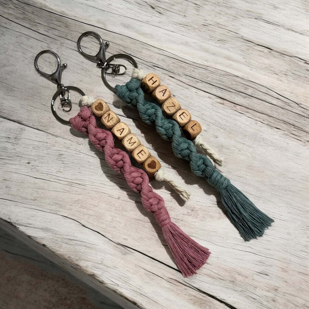Macrame Twist Keyring | 2 Colours | With Name – The Maiseach Collective
